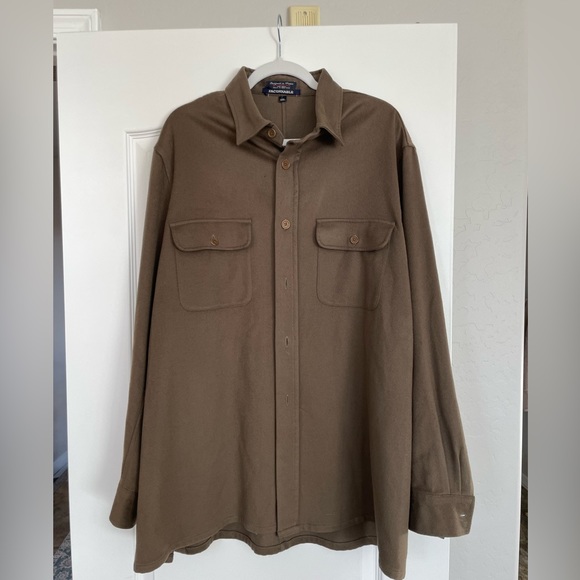Faconnable | Jackets & Coats | Faconnable Wool Overshirt In Olive Green ...